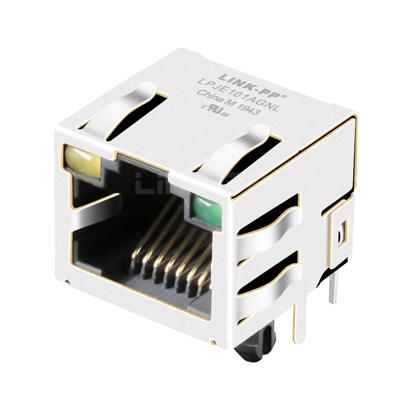 LPJE101AGNL Side Entry Pcb Led Connectors RJ45 Panel Mount Jack